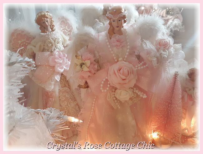 Pink Glitter Angel Tree Topper Large