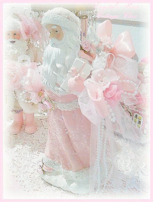 Sweet Pink Santa Shabby Chic Christmas Decor
