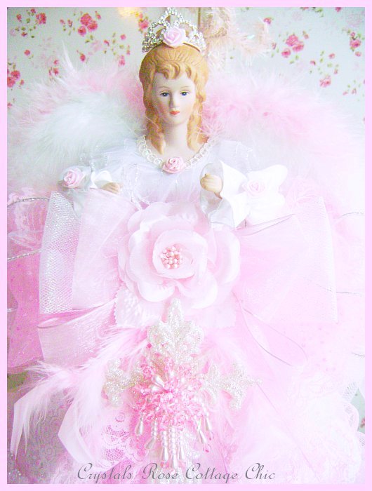 shabby chic pink angel christmas tree topper 16 memorial